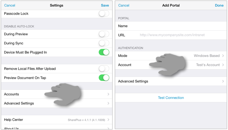 Central Application Configuration - SharePlus iOS™ Help